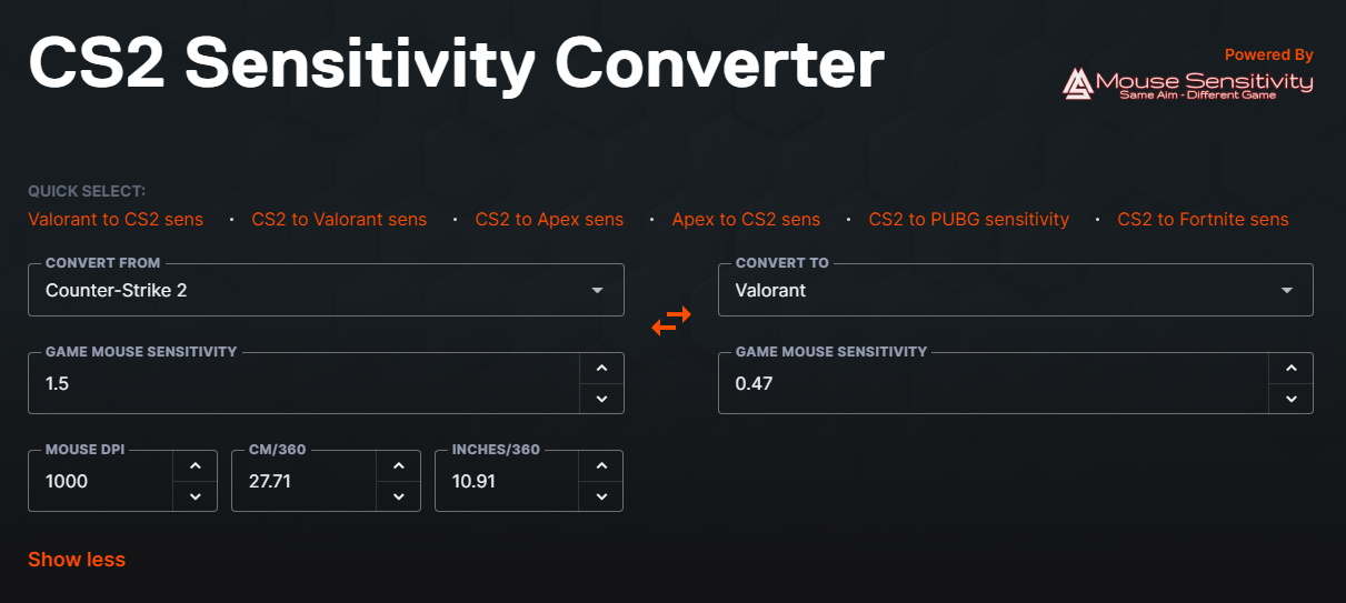 CS:GO/CS2 Sens를 VALORANT로 변환 및 변경하는 방법