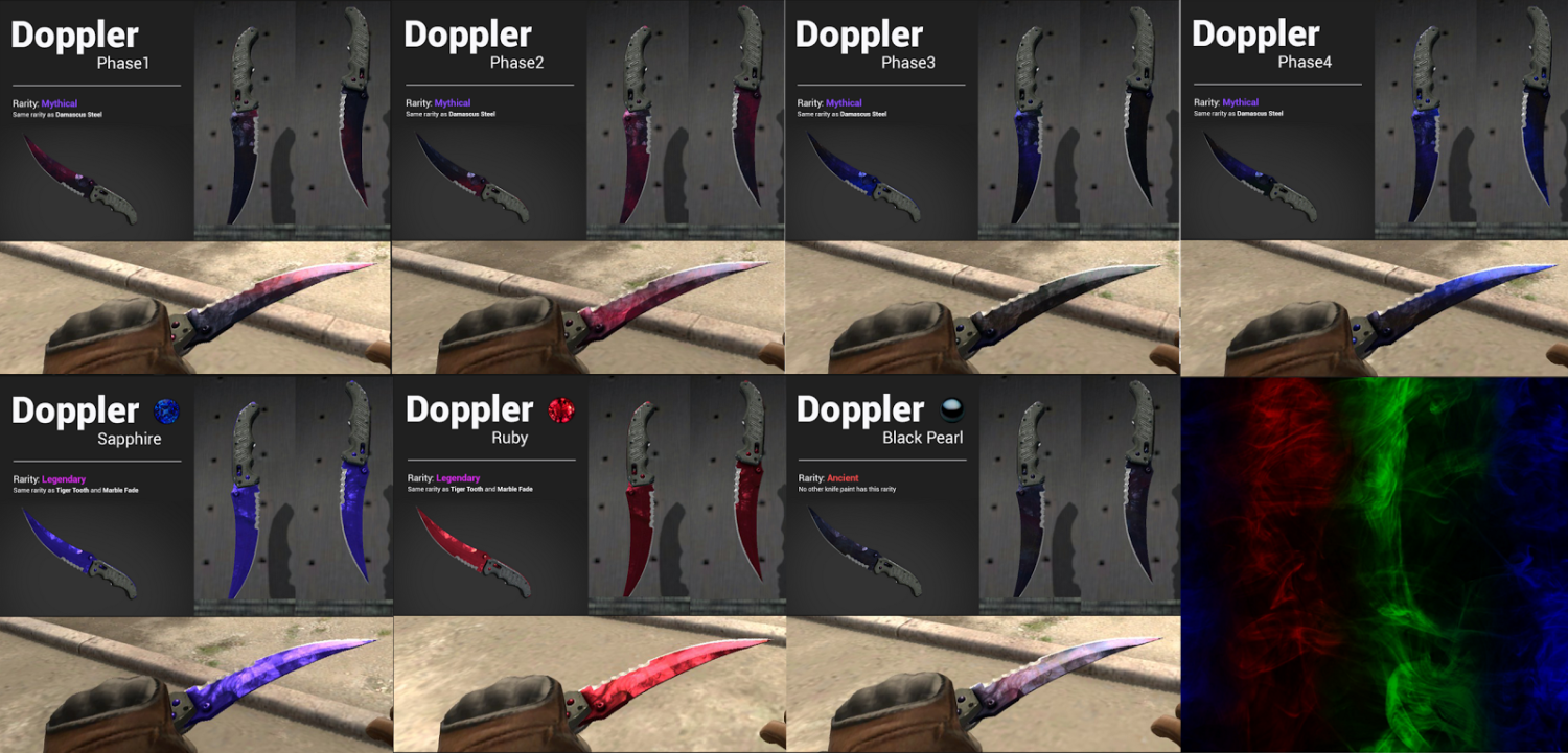 All CS:GO and CS2 Doppler Phases (1,2,3,4, Sapphire, Ruby, Black Pearl)